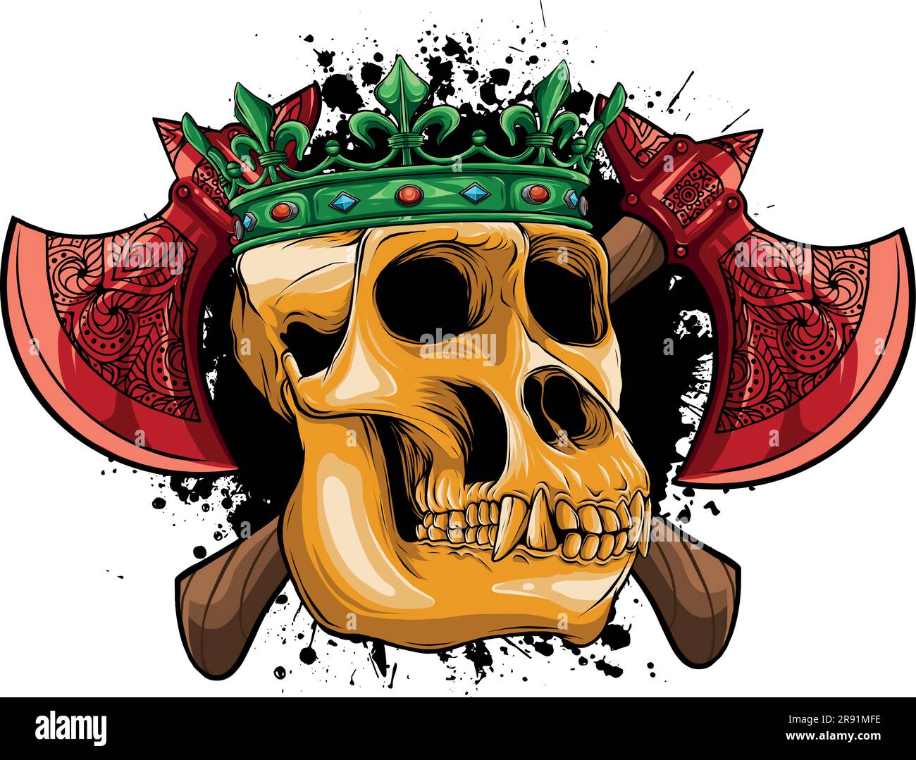 Vector illustration of skull monkey king swith ax Stock Vector Image ...