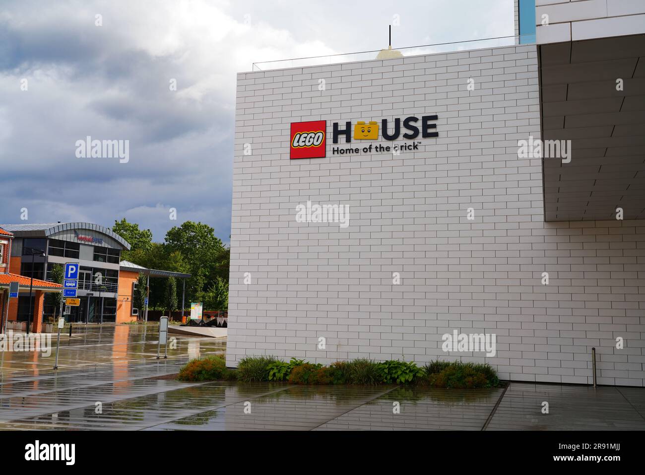 BILLUND, DENMARK –21 AUG 2022- View of Lego House, known as Home of the Brick, located near ...