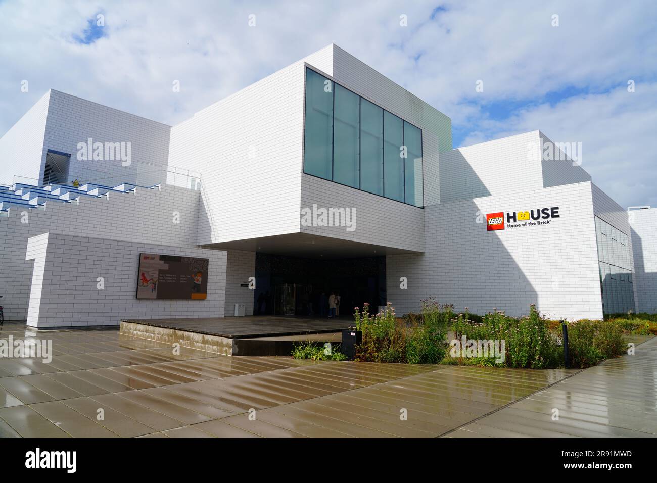 BILLUND, DENMARK –21 AUG 2022- View of Lego House, known as Home of the Brick, located near ...