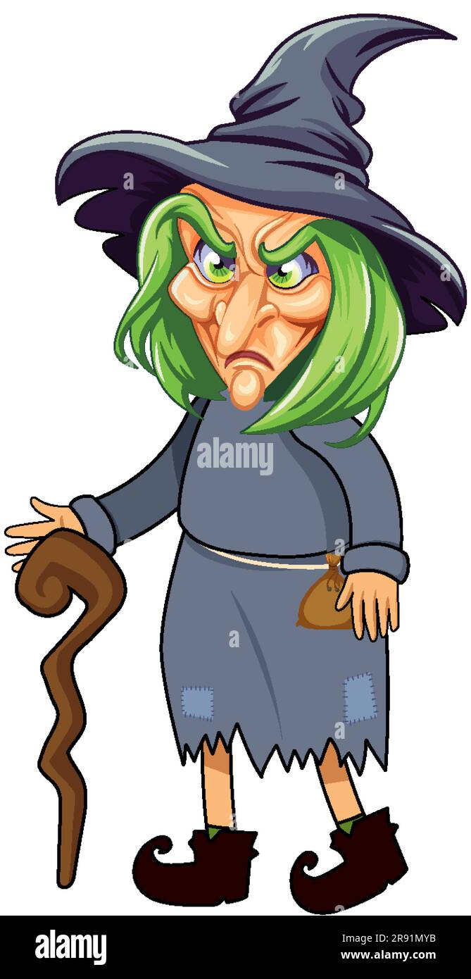 Old witch cartoon character illustration Stock Vector Image & Art - Alamy