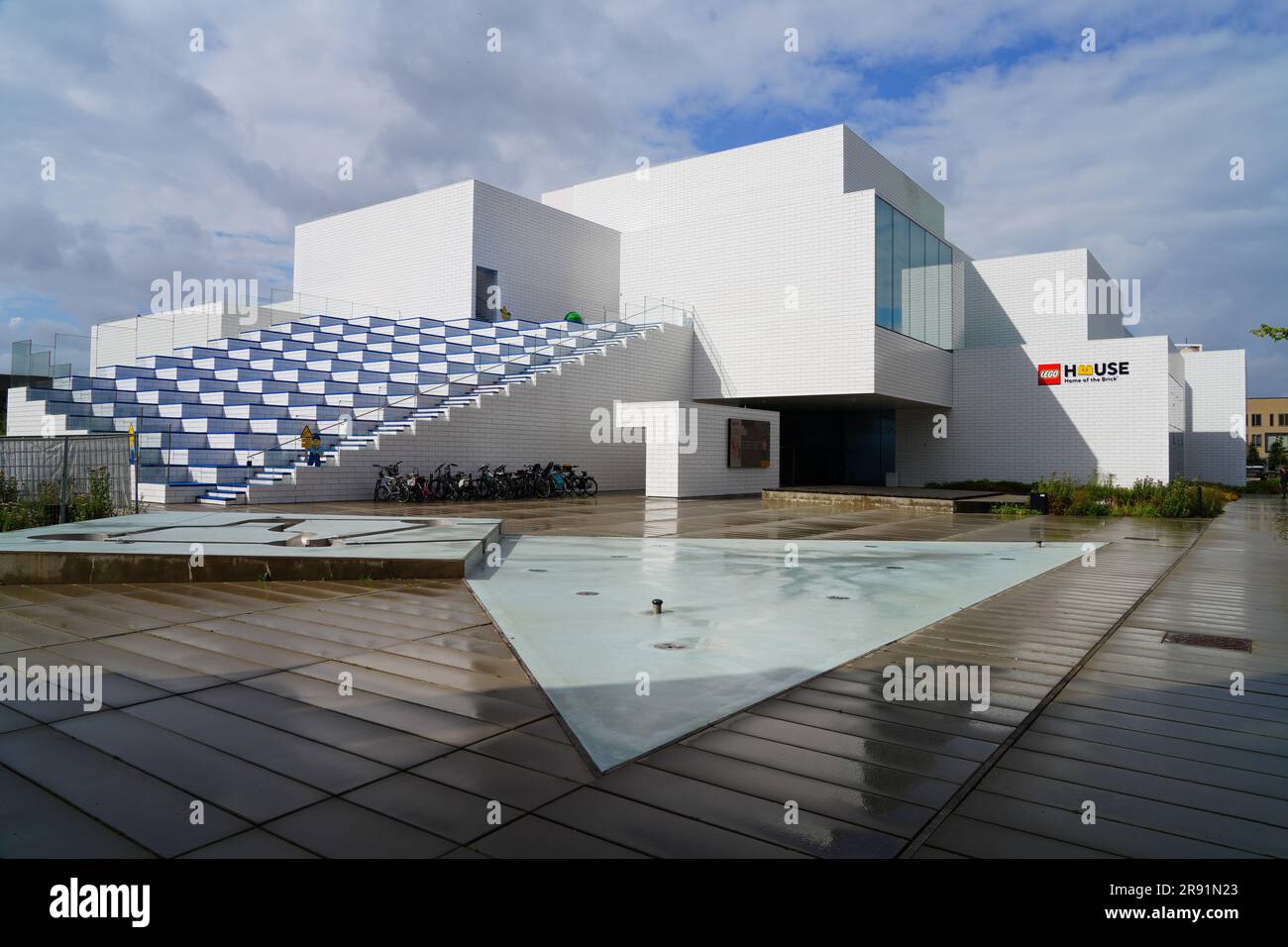 BILLUND, DENMARK –21 AUG 2022- View of Lego House, known as Home of the Brick, located near ...