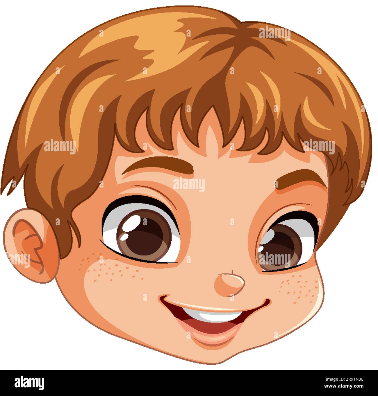 Cute Boy Face with Brown Hair Vector illustration Stock Vector Image ...