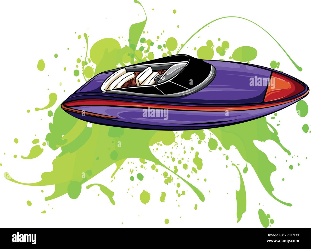 vector illustration of colored speedboat on water Stock Vector Image ...