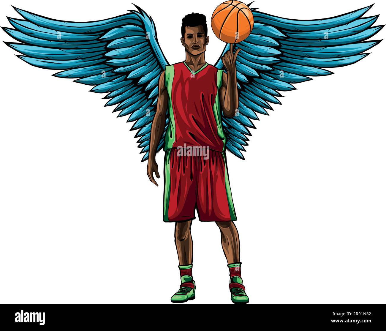 vector illustration of Basketball player with wing Stock Vector Image ...
