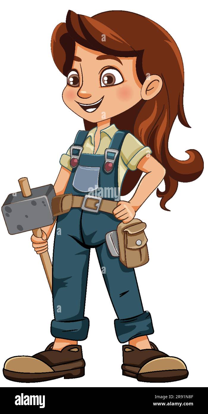 Maintenance girl cartoon character illustration Stock Vector Image ...