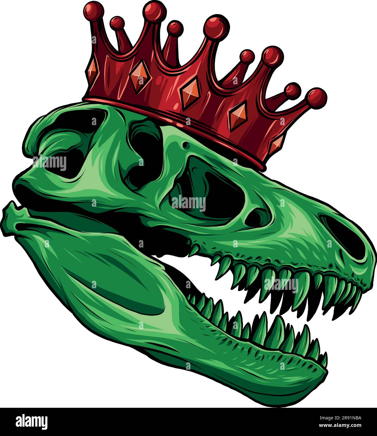 Vector skull of Tyrannosaurus rex with crown Stock Vector Image & Art ...