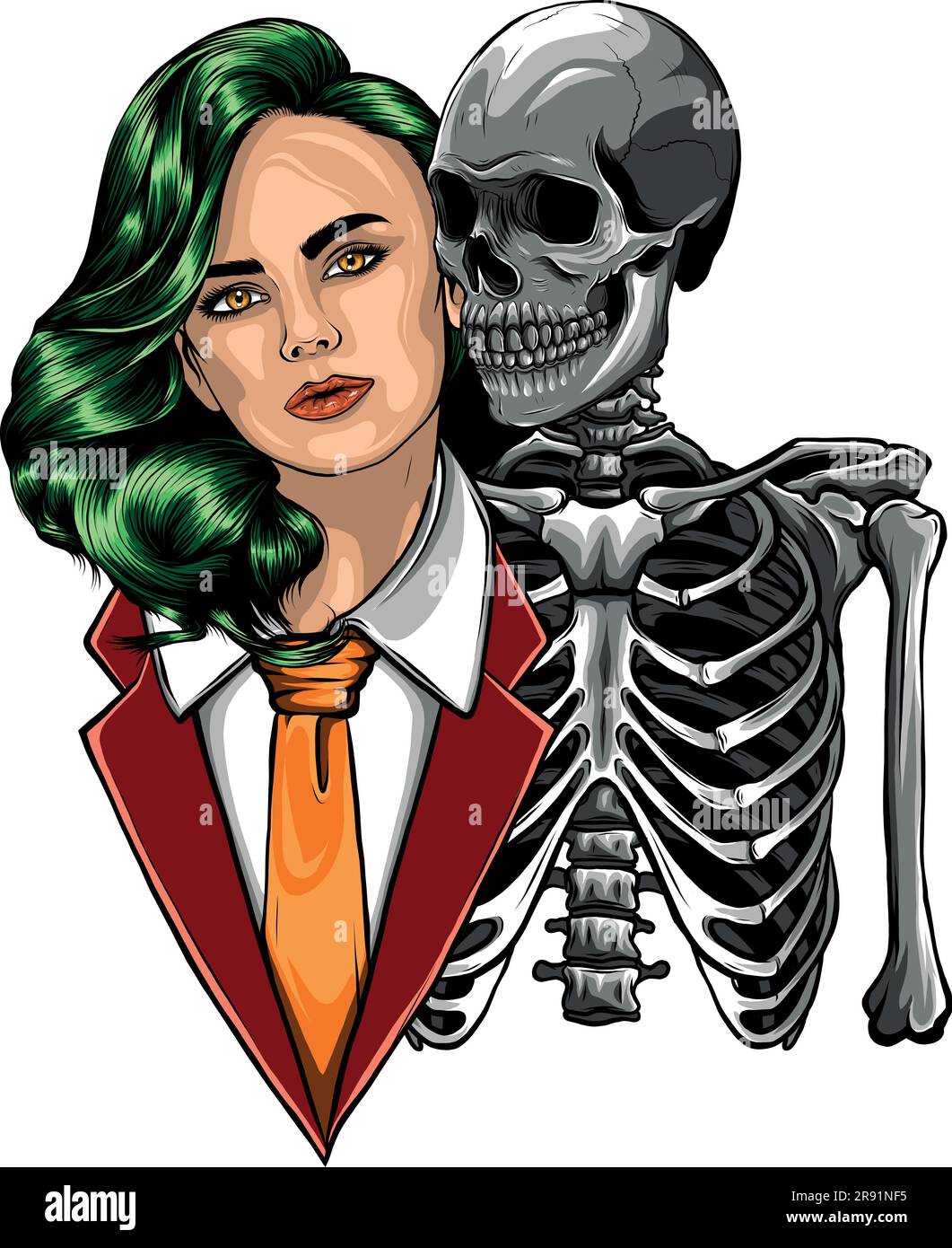 vector illustration of woman in suit with human skeleton Stock Vector ...