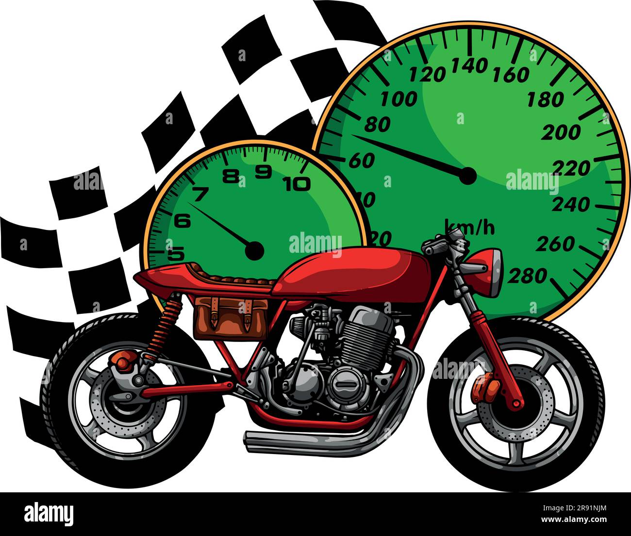 vector illustration of vintage motorcycle with race flag Stock Vector ...