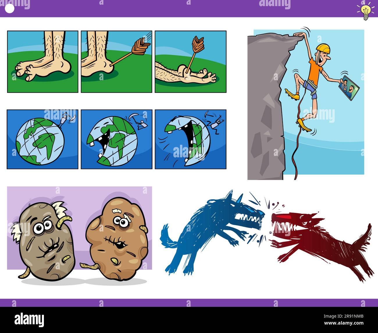 Illustration set of humorous cartoon concepts or metaphors and ideas ...