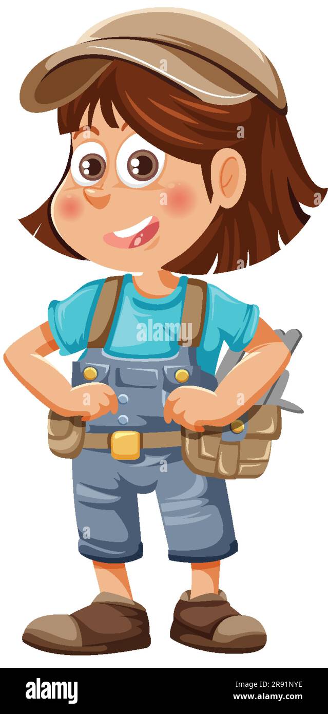 Maintenance girl cartoon character illustration Stock Vector Image ...