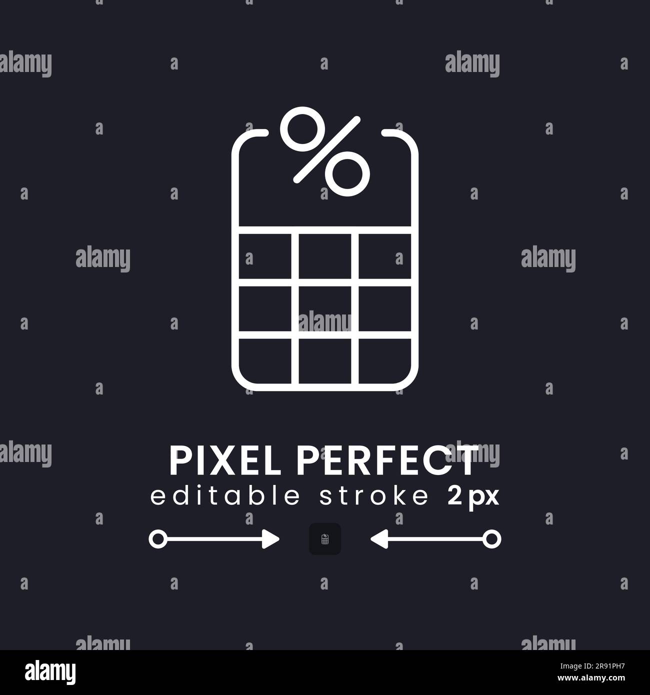 Percentage calculator white linear desktop icon on black Stock Vector ...