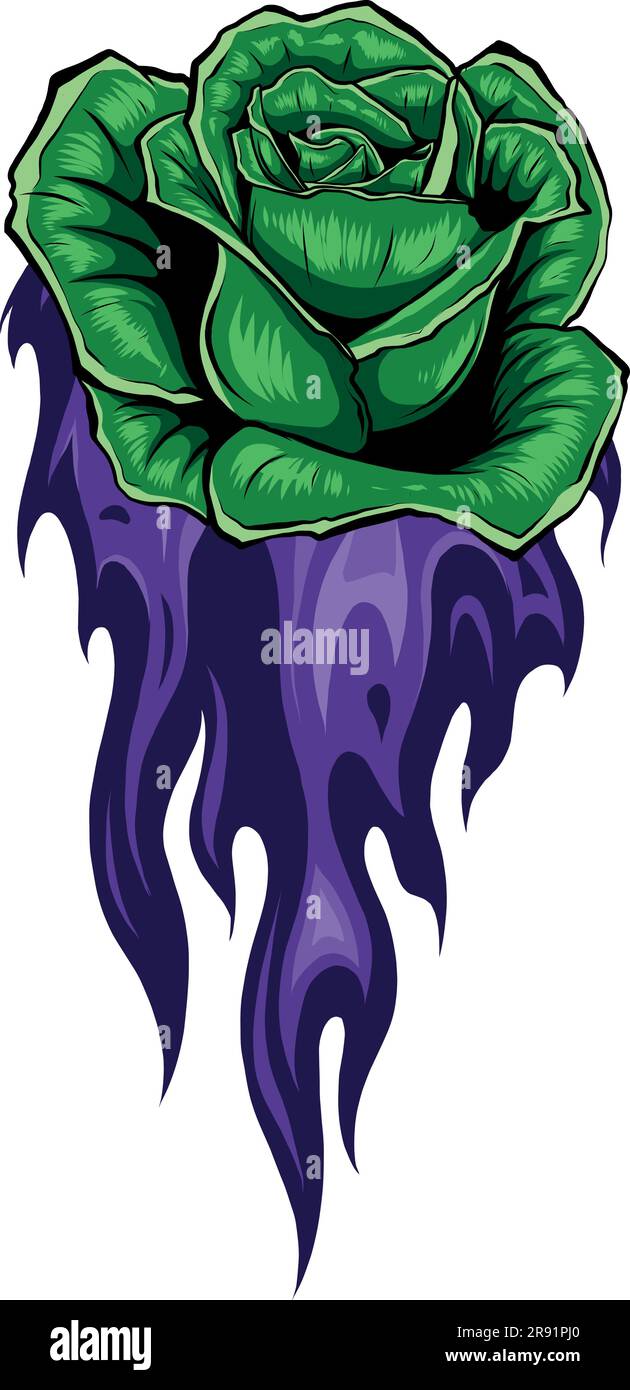 vector illustration of Rose flower and flame Stock Vector Image & Art ...