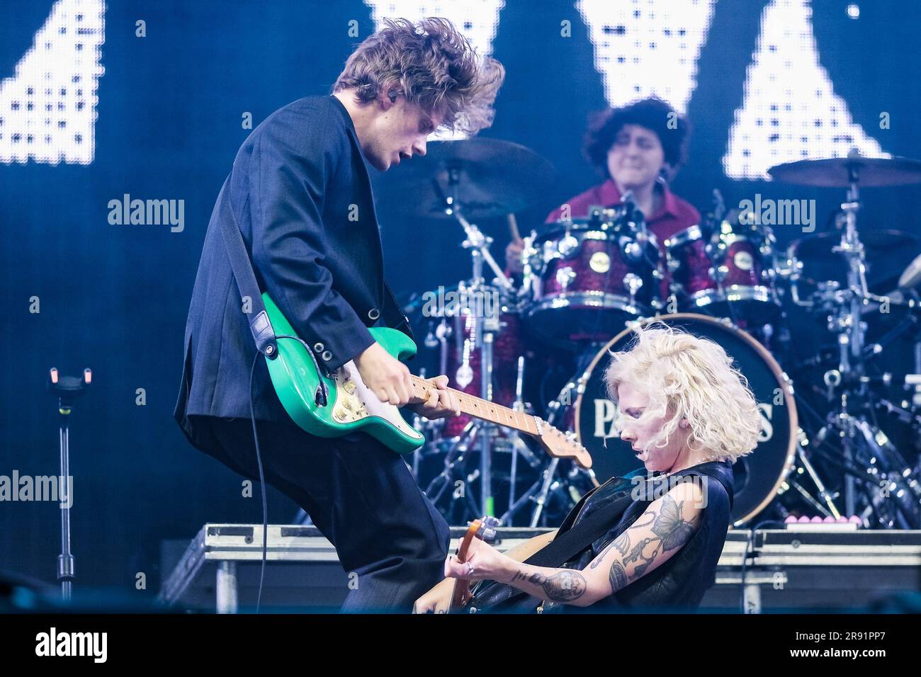 Glastonbury, UK. 23rd June, 2023. Hugo Silvani, Heather Baron-Gracie ...