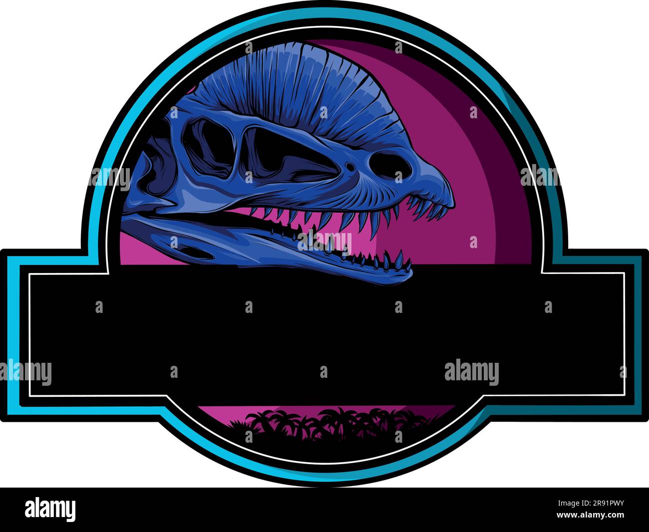 vector illustration of dinosaur skeleton on logo Stock Vector Image ...