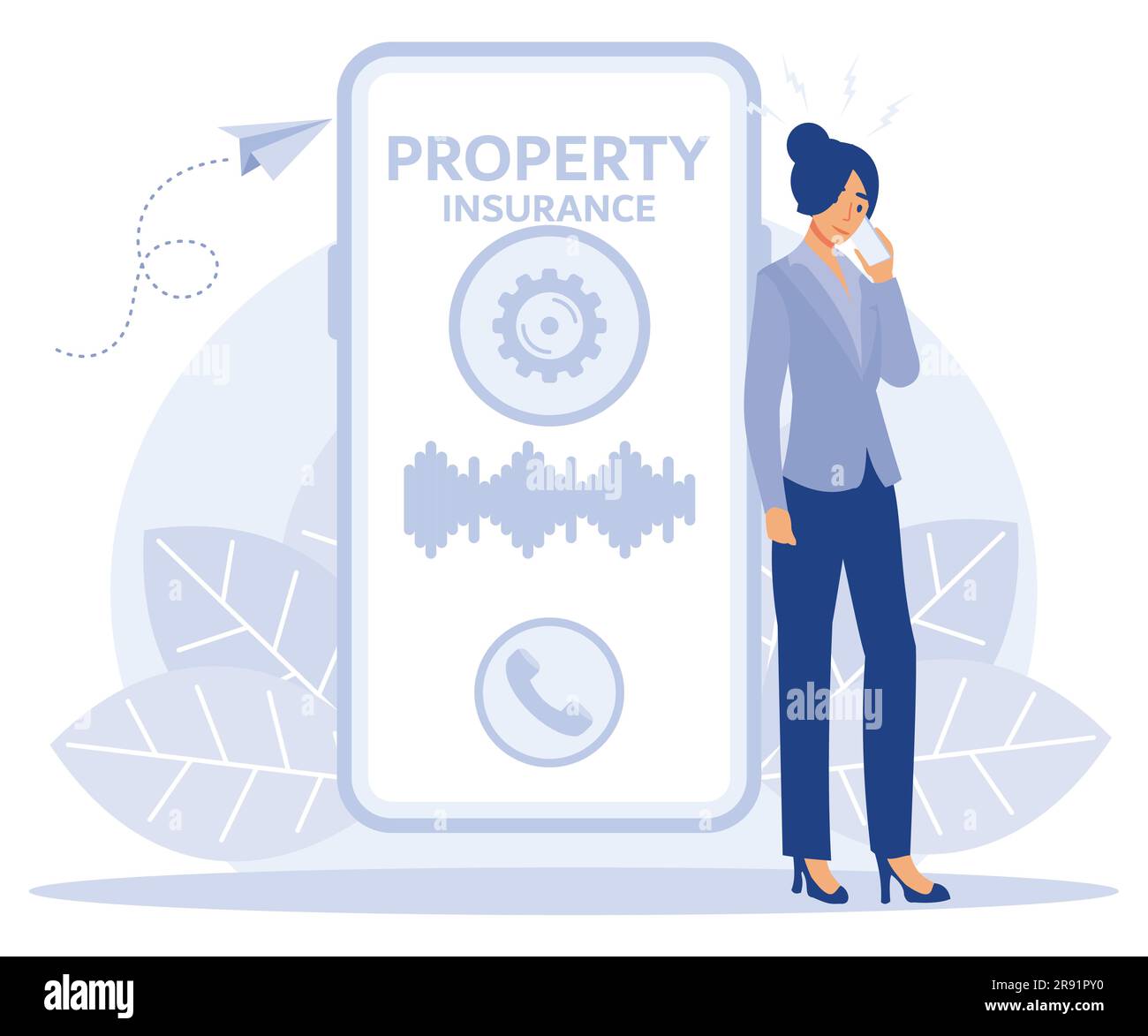 Insurance services, claiming property insurance coverage, flat vector ...