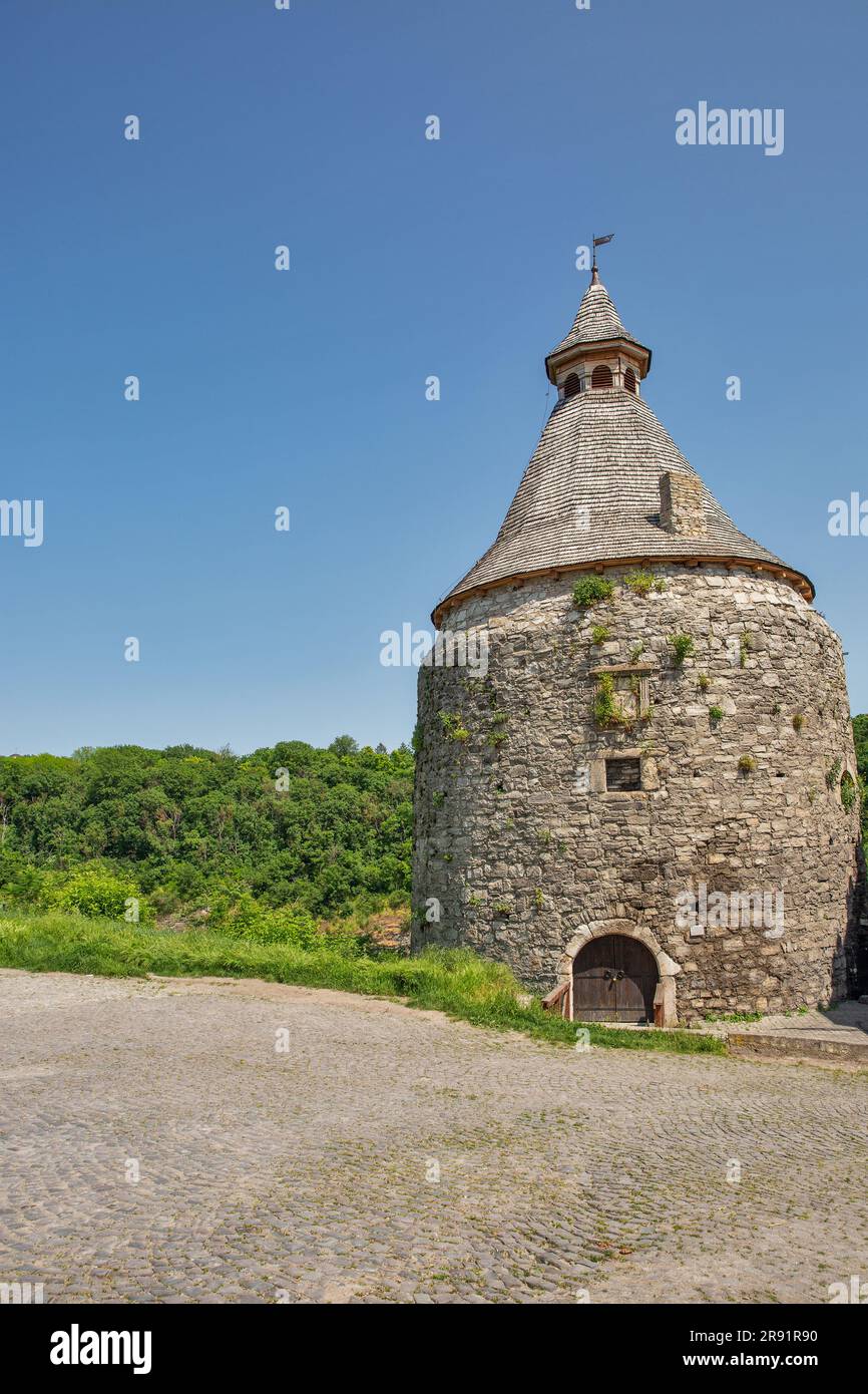 Old stone medieval Potter Tower. It is part of the city's old ...