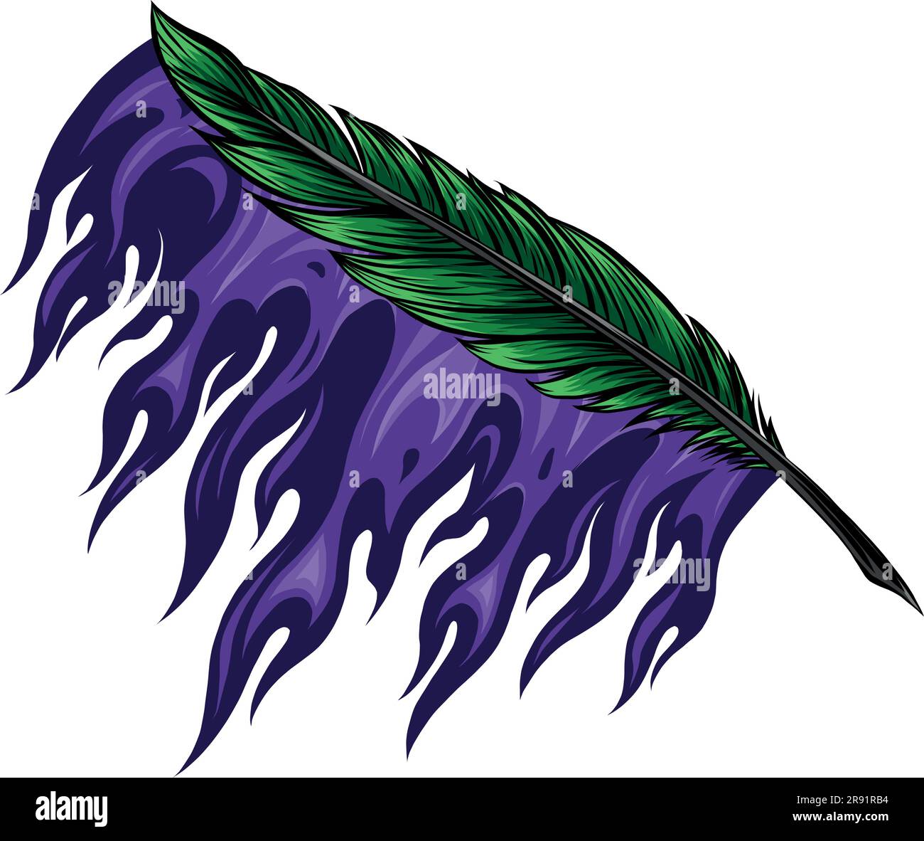 fire flaming feather vector illustration on white background Stock ...