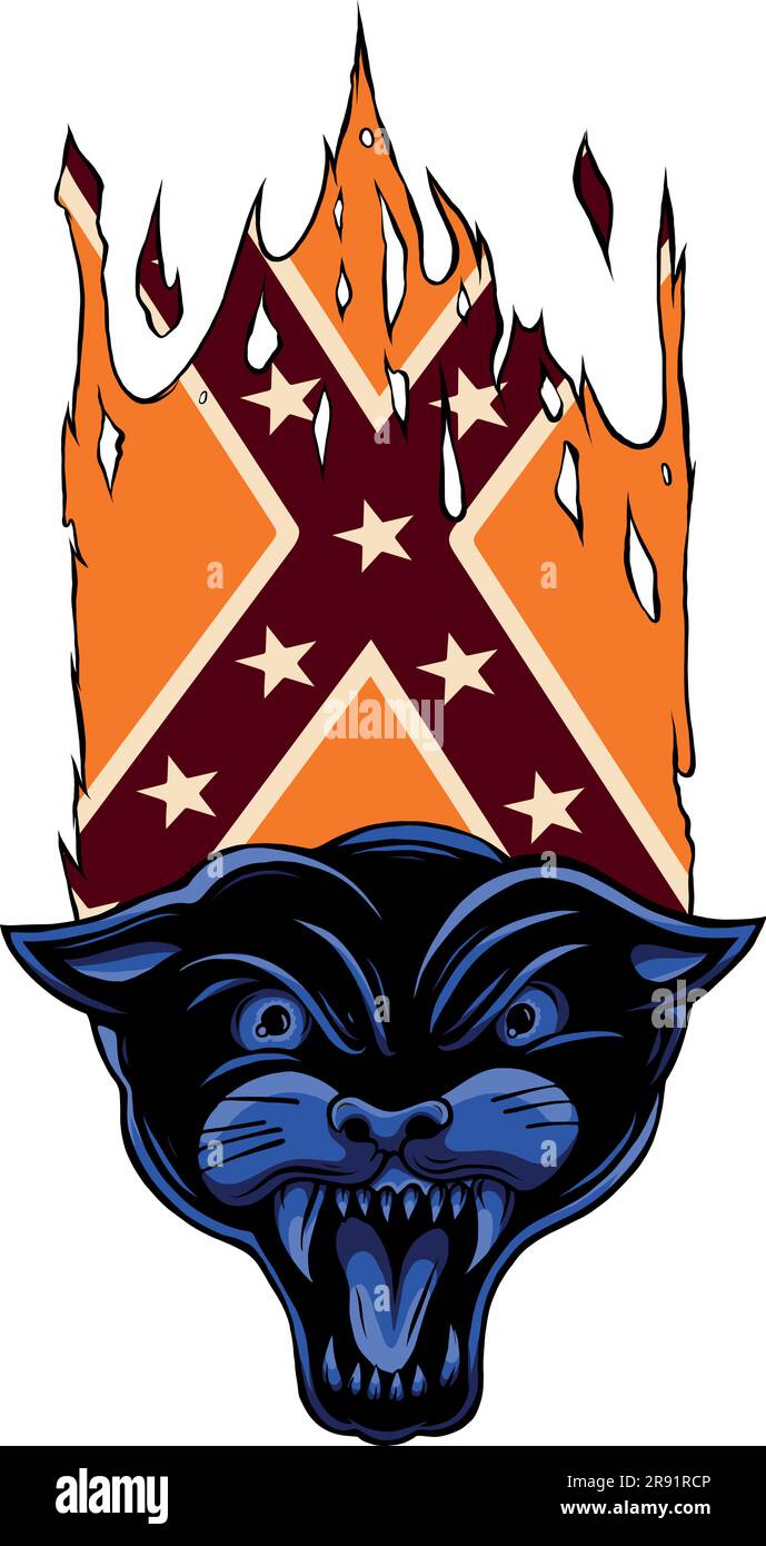 vector illustration of Panther head with confederate flag Stock Vector ...