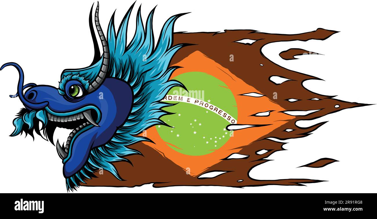 dragon head with brazil flag isolated on white background Stock Vector ...