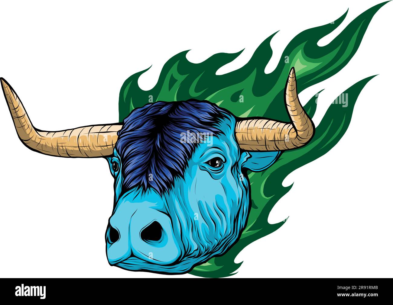 vector illustration of Bull head in flame Stock Vector Image & Art - Alamy