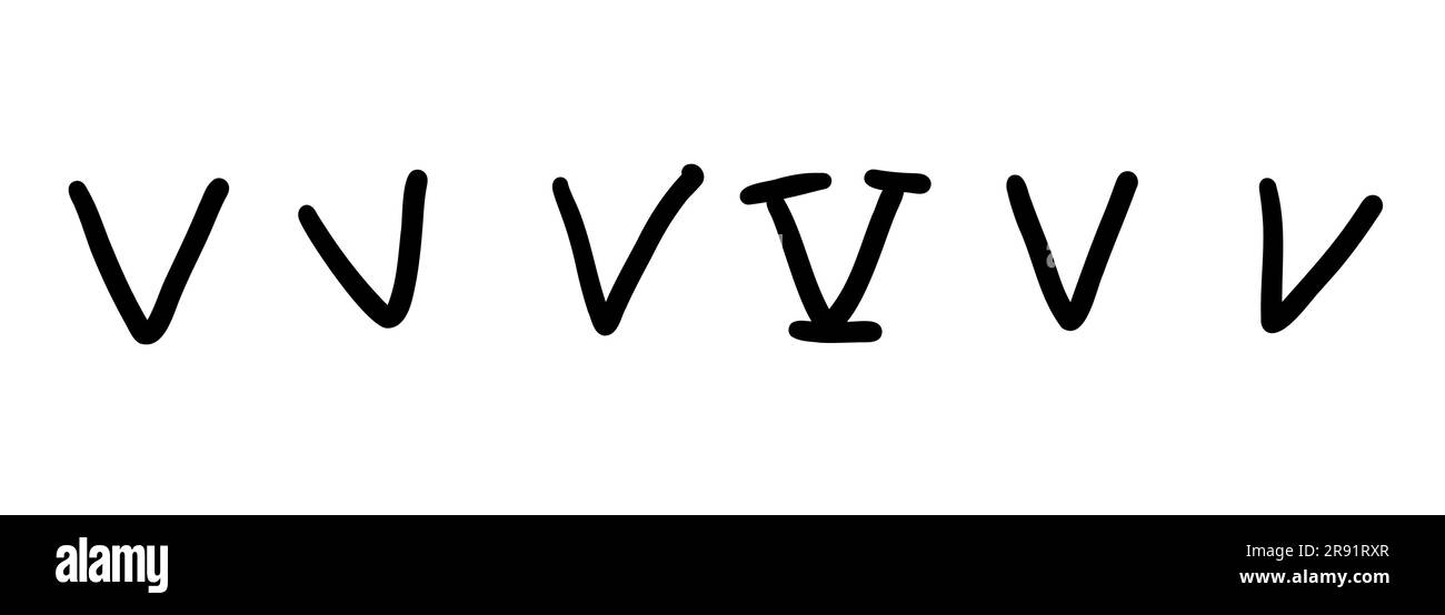 Childlike simple black english latin V alphabet letter symbol. Vector ...