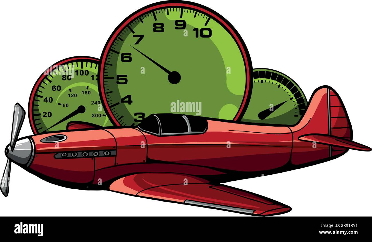 vector illustration of Retro flying fighter plane colorful concept ...