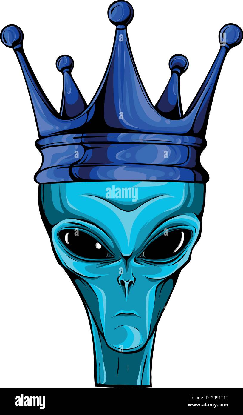 Alien Wearing Crown Vector Art Illustration on Isolated Background ...