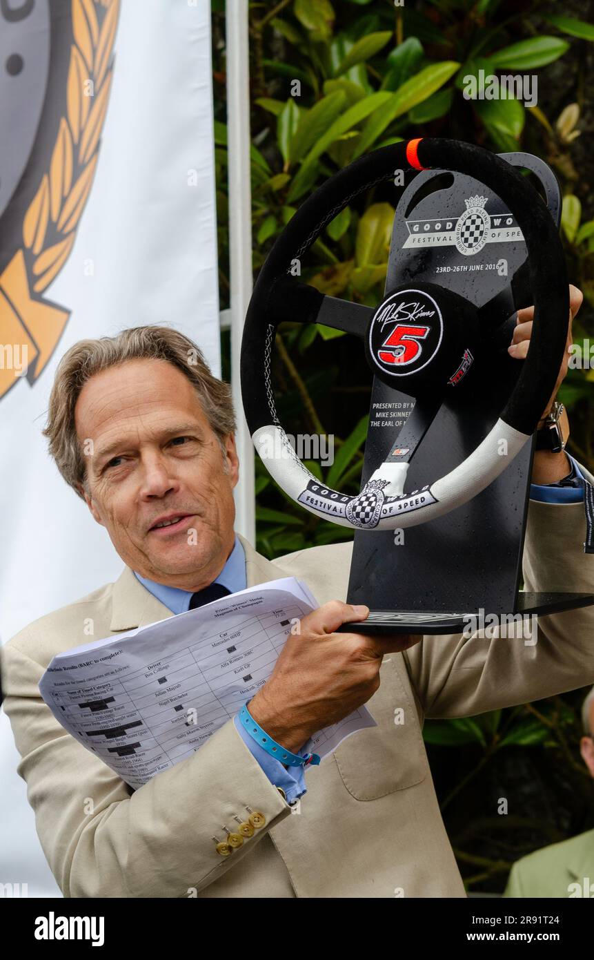Lord March at the Goodwood Festival of Speed 2016 presenting trophies ...