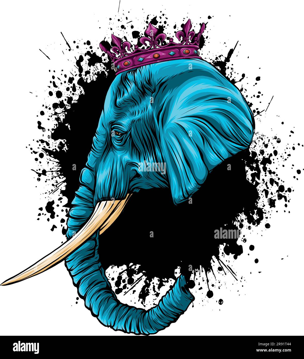 head elephant king animal artwork vector illustration Stock Vector ...
