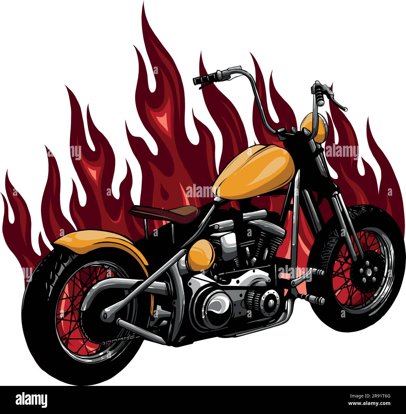 vecotr illustration of chopper motorcycle with fire flame Stock Vector ...