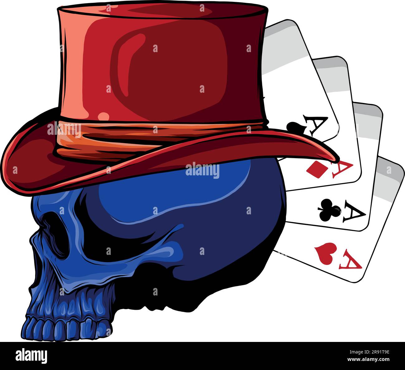 Poker face-Skull and four aces vector illustration Stock Vector Image ...
