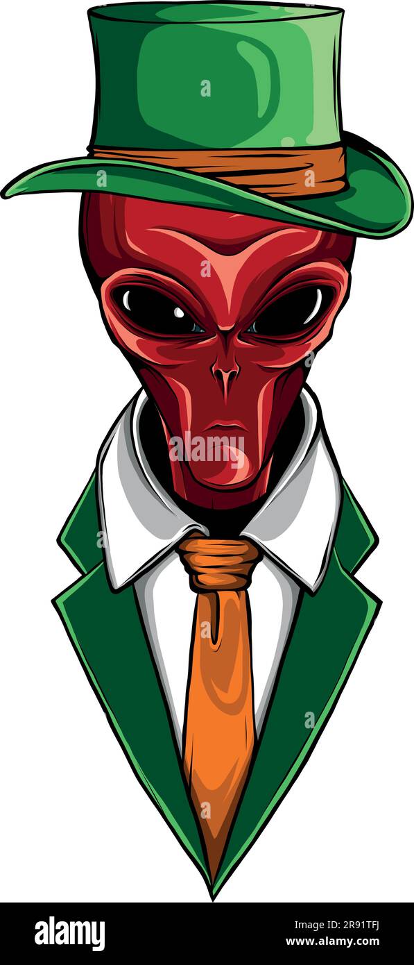 vector illustration of alien with suit on white background Stock Vector ...