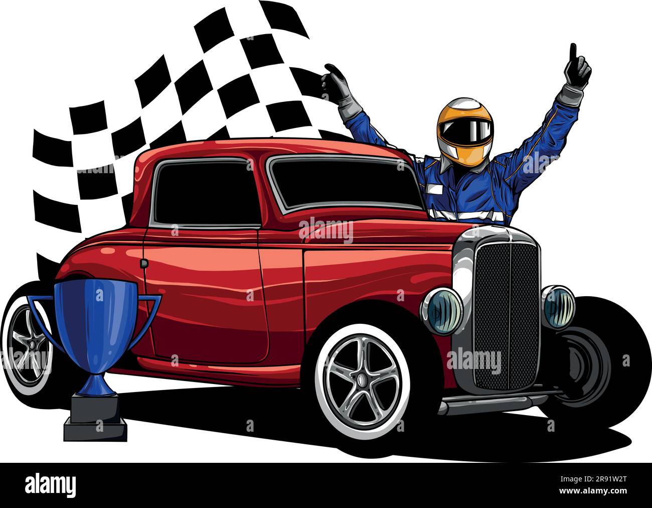 vector illustration with race car and racer Stock Vector Image & Art ...