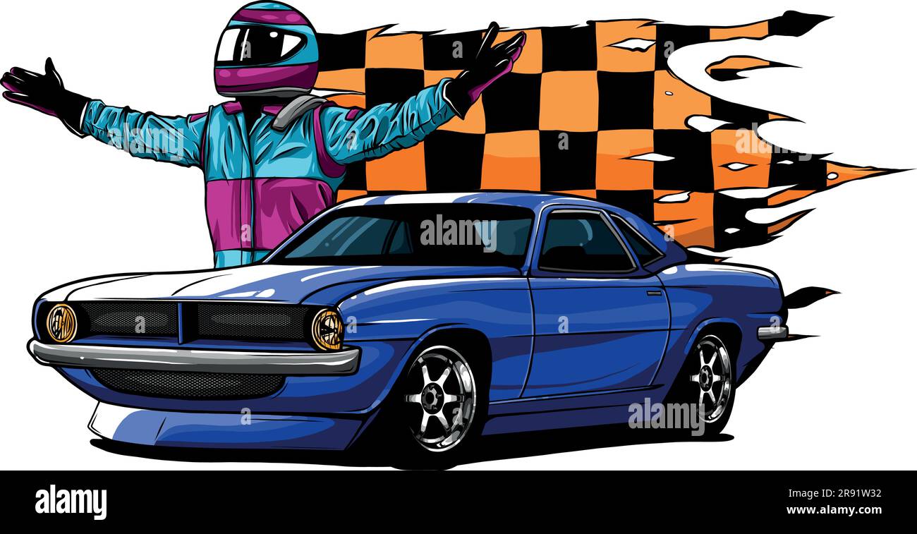 Cartoon Car Cartoon Drawn Classic Car Drag Racing Car Drag Racing