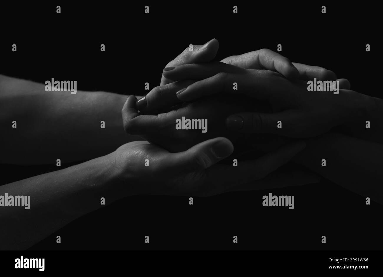 Concept of salvation. Hands of two people rescue, help. Helping hand, support. Isolated arm on ...