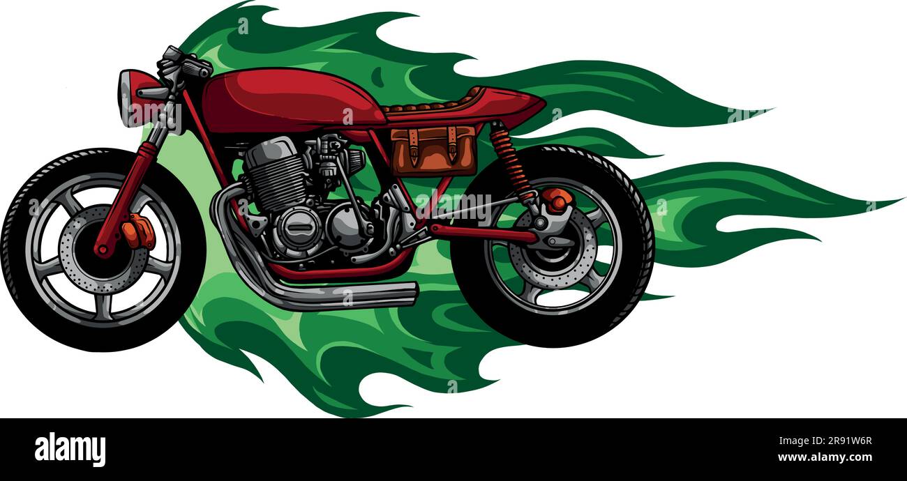 custom motorcycle with flames vector illustration design Stock Vector ...