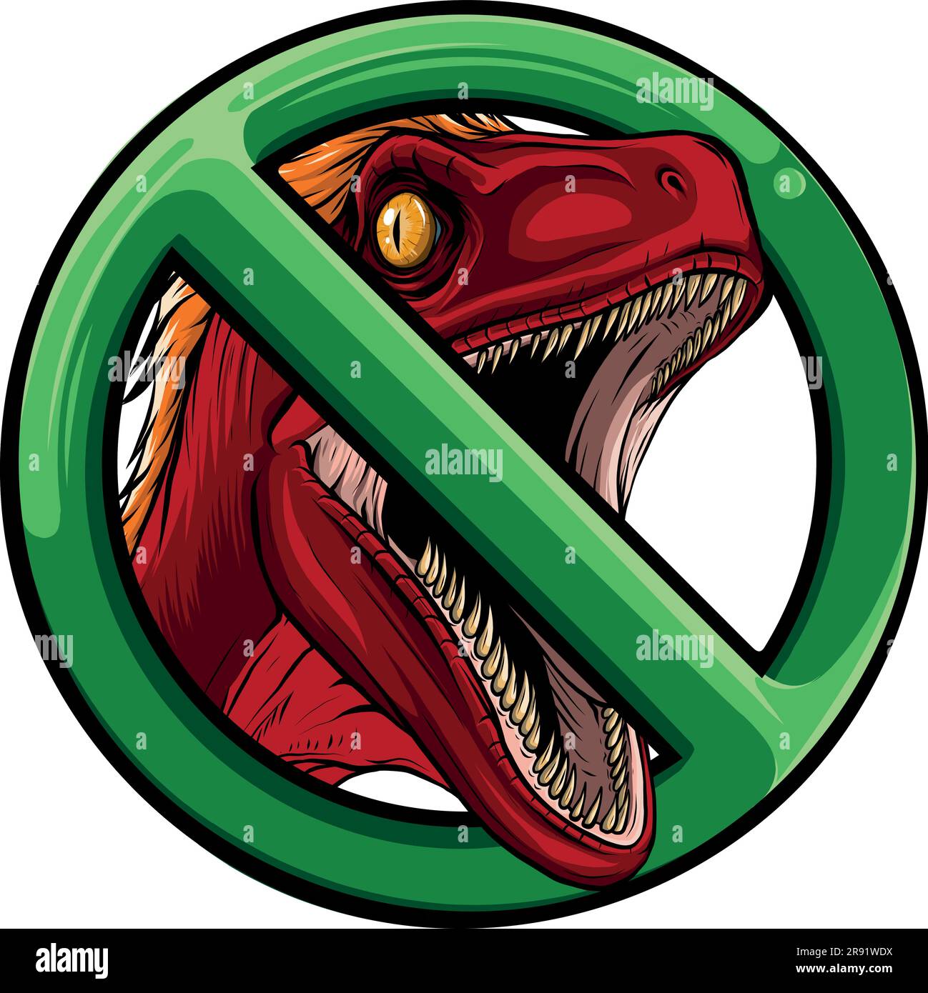 vector illustration of No Raptor Sign on White Background Stock Vector ...