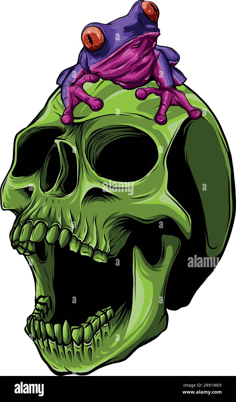 Frog on human skull black hi-res stock photography and images - Alamy