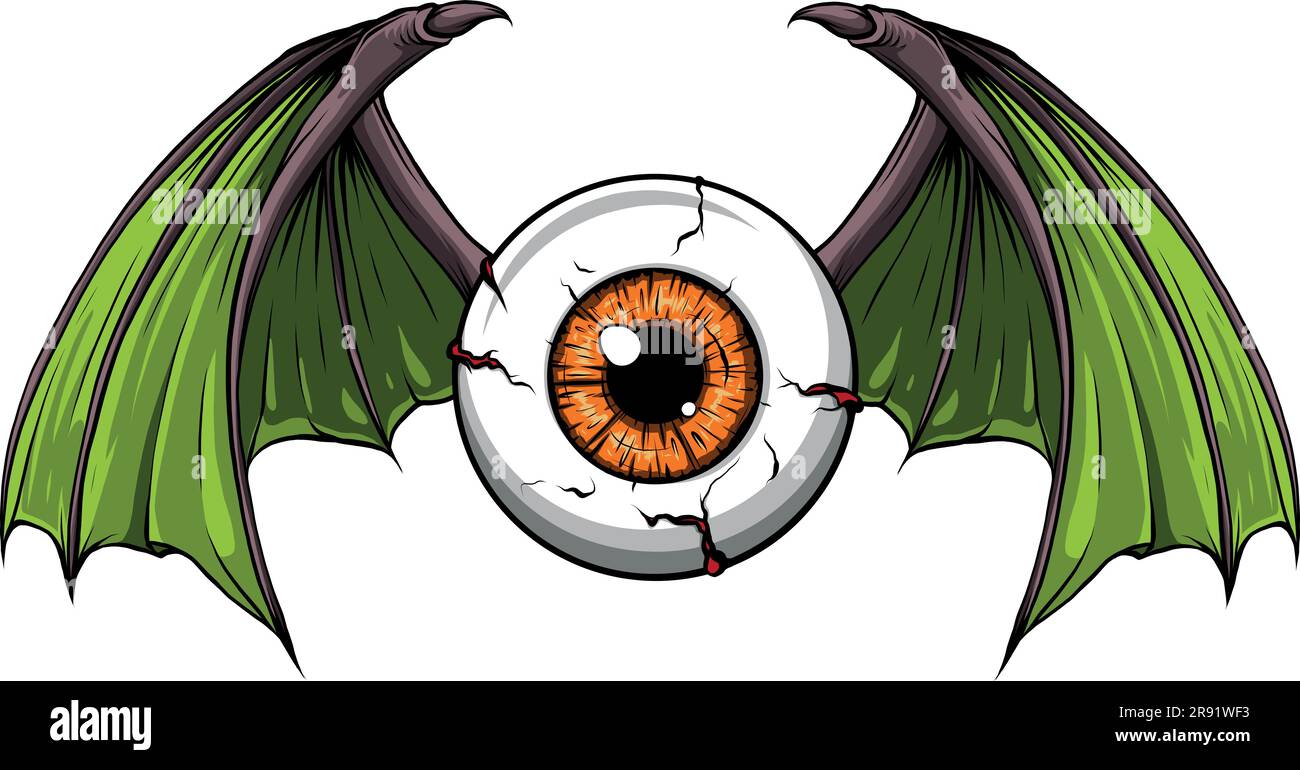 Vector illustration of Eyeball with bat wings Stock Vector Image & Art ...
