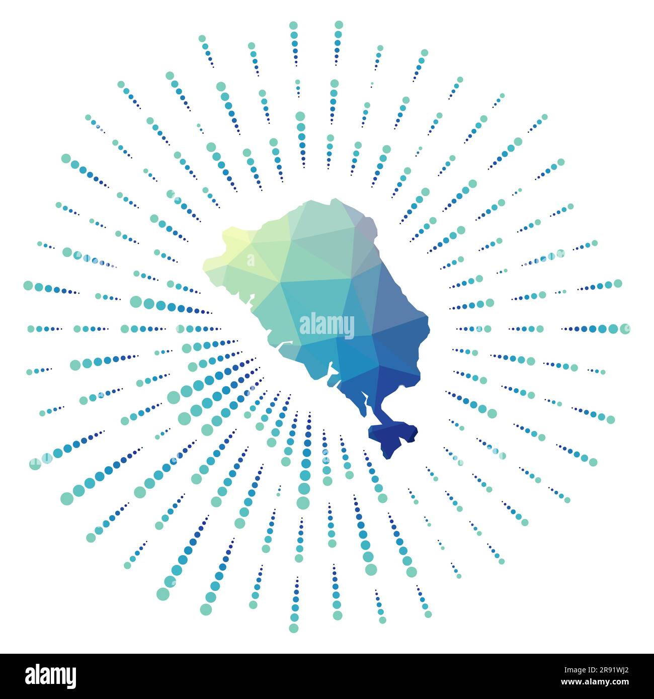 Shape of Colon Island, polygonal sunburst. Map of the island with ... Shape of Colon Island, polygonal sunburst. Map of the island with ...