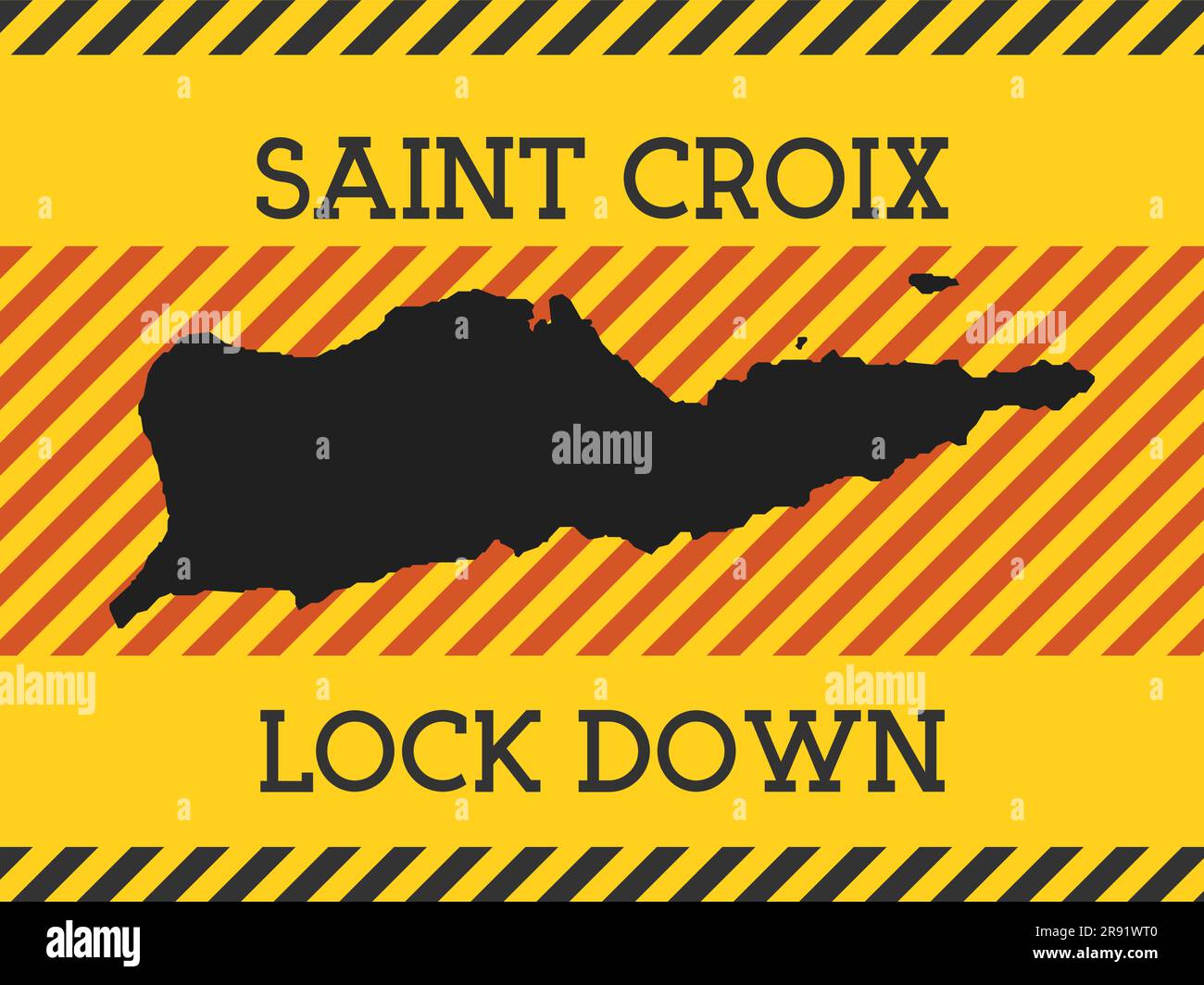 Saint Croix Lock Down Sign. Yellow island pandemic danger icon. Vector ...