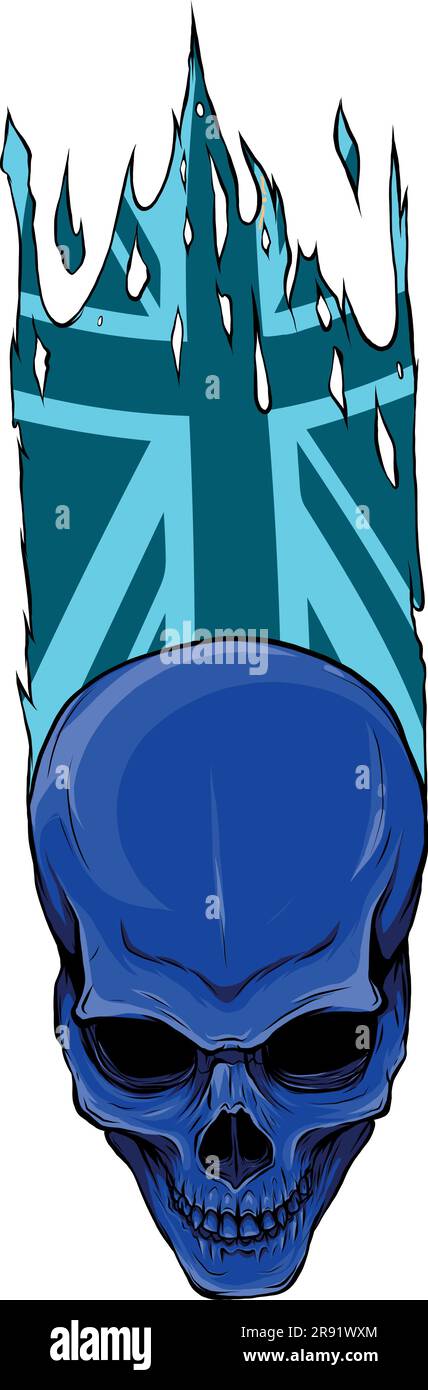 Human skull with United Kingdom flag isolated on black background Stock ...