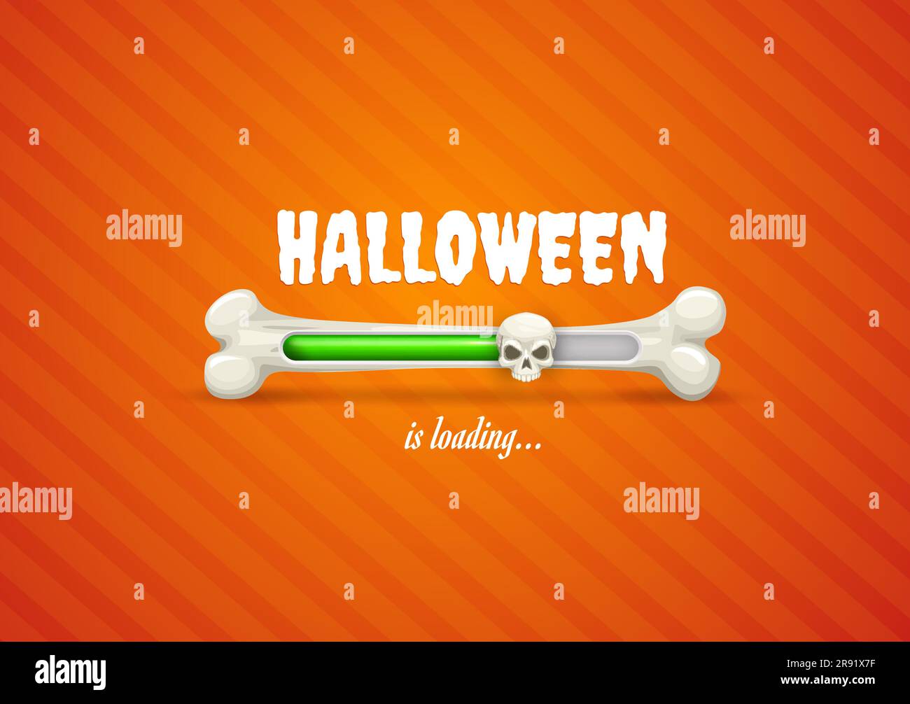 Halloween loading bar with bone and skull. Game ui progress slider with ...