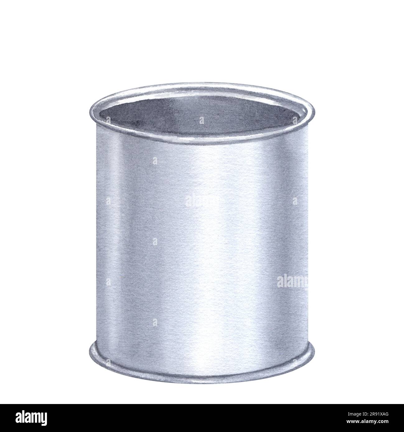 Empty iron aluminum paint can for making renovation. Silver colored ...