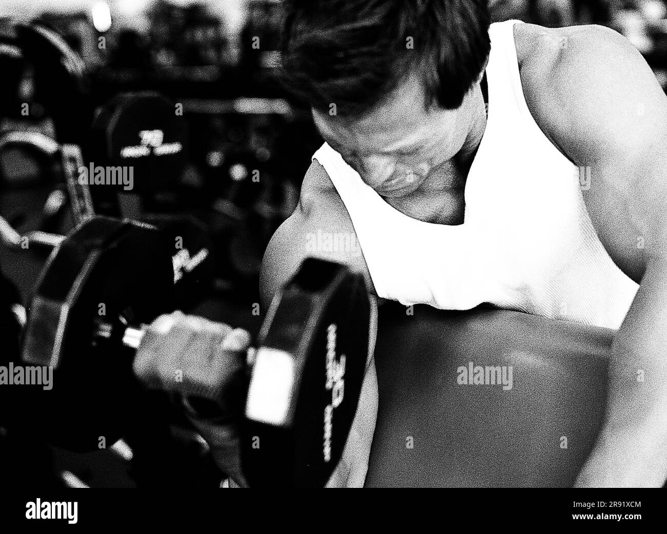One bodybuilder bench press Black and White Stock Photos & Images - Alamy