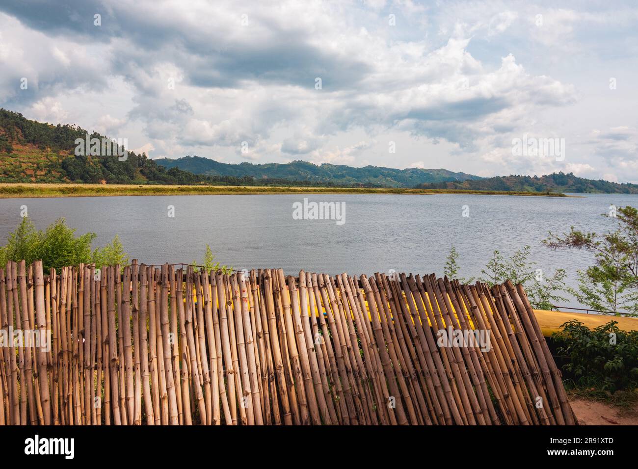 Scenic view of the observation deck at Lake Mutanda in Uganda Stock ...