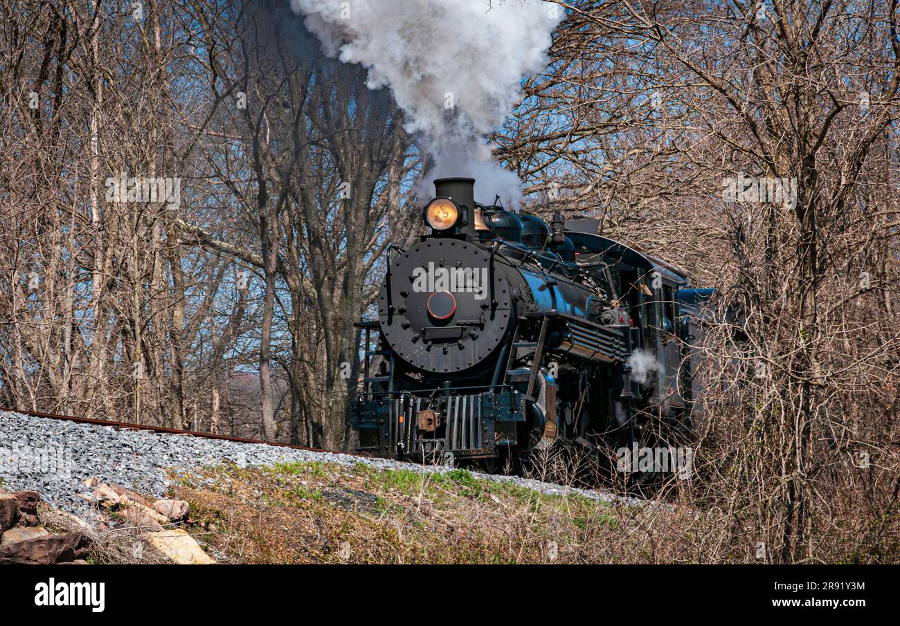 An Ahead and Slightly Lower View of an Approaching Restored Narrow ...