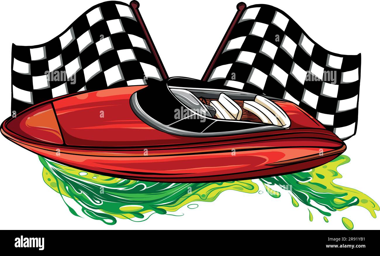 vector illustration of Race boats with finish flag Stock Vector Image ...