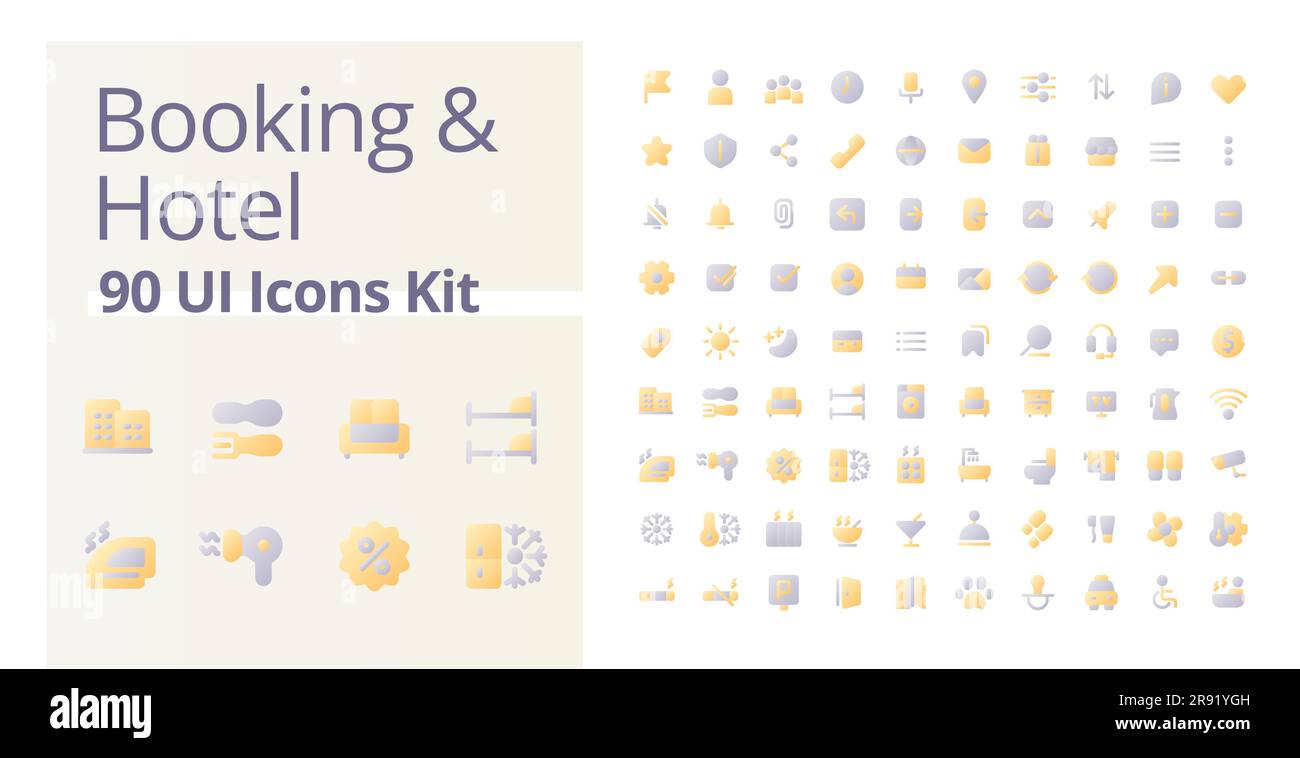 Booking and hotel pixel perfect flat gradient two-color ui icons kit ...