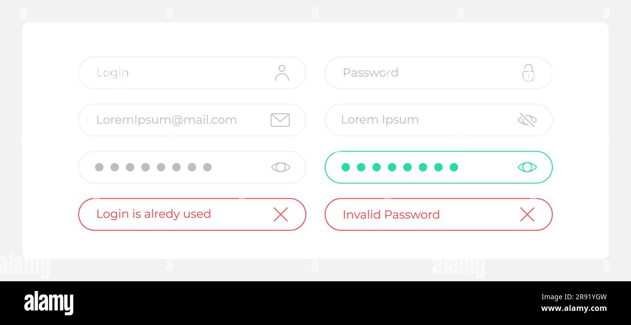 Login page UI elements kit Stock Vector Image & Art - Alamy